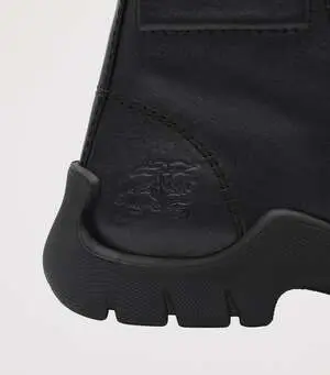 Burberry Leather Tone Lace-up Combat Boots - Black