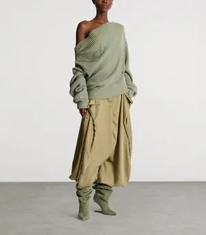 Balmain Silk Draped One-shoulder Top