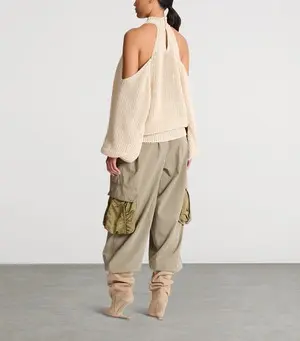 Balmain Cotton High-neck Cutout Sweater - Beige