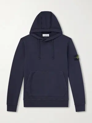 Stone Island Logo-appliquéd Organic Cotton-jersey Hoodie - Blue