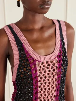 DIOTIMA Dennis Crystal-embellished Striped Crochet Tank - Multi