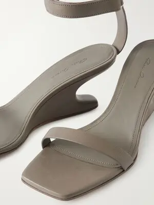 Rick Owens Cantilever Leather Wedge Mules - Brown