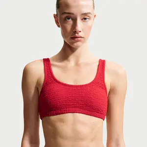 Nike Shoreline Texture Bralette Bikini Top - Red