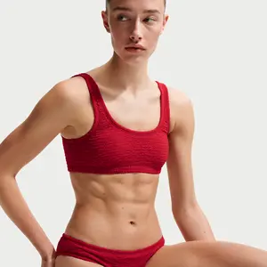 Nike Shoreline Texture Bralette Bikini Top - Red