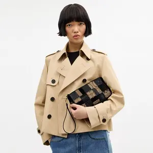 COACH Plaza Bag 25 With Patchwork - Brass/black Multi