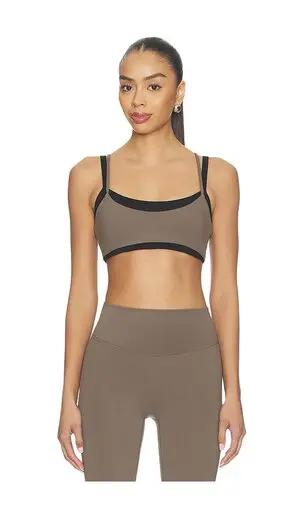 FORM Layered Sports Bra In Taupe,black