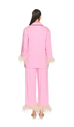 Sleeper Party Pajama Set With Detachable Feathers - Pink