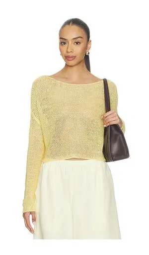 Enza Costa Linen Open Knit Bateau Sweater - Flan