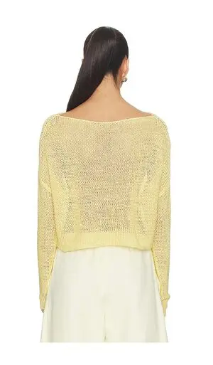 Enza Costa Linen Open Knit Bateau Sweater - Flan