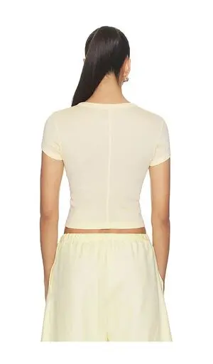 Enza Costa Supima Baby Rib Cropped Tee - Flan