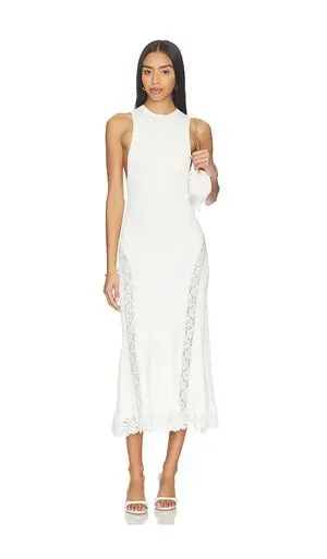 SELF-PORTRAIT Knit Lace Insert Midi Dress