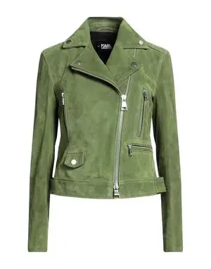 Karl Lagerfeld Suede Biker Jacket - Green