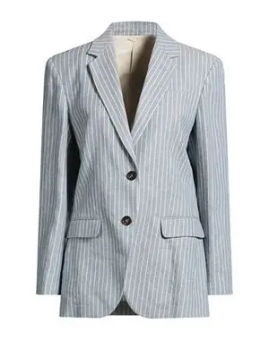 Brunello Cucinelli Single-breasted Linen, Cotton, And Hemp Blazer - Blue