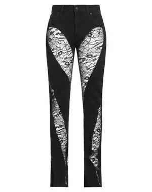 MUGLER Skinny Jeans With Lace Detail - Black