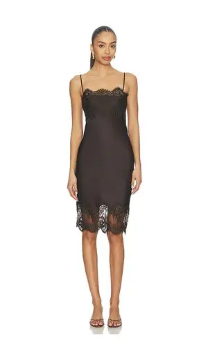 HERSKIND X Revolve Linus Dress With Lace Trim - Chocolate