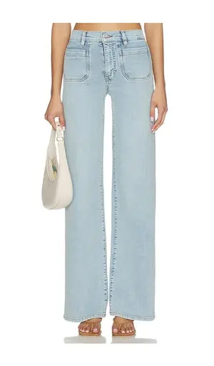 FRAME Le Slim Palazzo Modernist Pocket Long Jeans - Blue