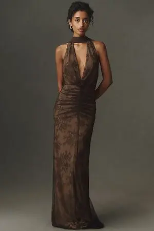 DE LA VALI Amora Rosette Maxi Dress