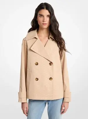 Michael Kors Logo Print Woven Cropped Trench Coat