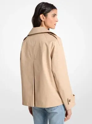 Michael Kors Logo Print Woven Cropped Trench Coat