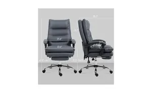 SLICKBLUE Massage Office Chair With Lumbar Support And Reclining Function - Dark Grey