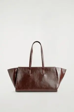 Cos Monument Leather Tote Bag - Brown