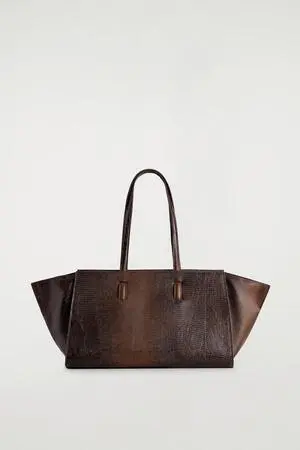 Cos Monument Leather Tote Bag - Brown