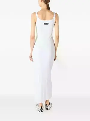 MARINE SERRE Moon Logo Ribbed Jersey Maxi Dress - White