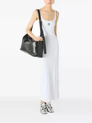 MARINE SERRE Moon Logo Ribbed Jersey Maxi Dress - White