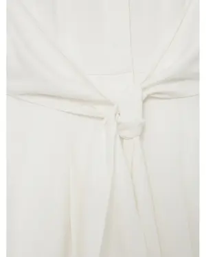 REISS Taya Halter Neck Jumpsuit With Front Tie Detail - Ivory