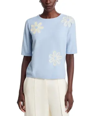 SIONI Embroidered Short Sleeve Sweater