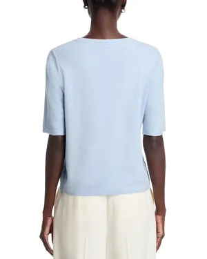 SIONI Embroidered Short Sleeve Sweater