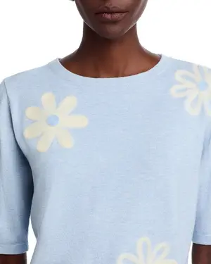 SIONI Embroidered Short Sleeve Sweater