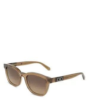 FERRAGAMO Rectangular Sunglasses, 54mm - Transparent Brown