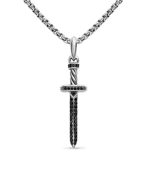 David Yurman Sterling Silver Sword Amulet With Black Diamonds Black/silver