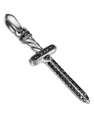 David Yurman Sterling Silver Sword Amulet With Black Diamonds