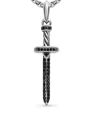 David Yurman Sterling Silver Sword Amulet With Black Diamonds