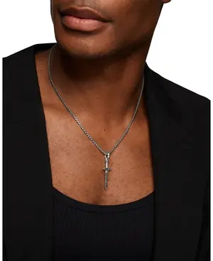 David Yurman Sterling Silver Sword Amulet With Black Diamonds