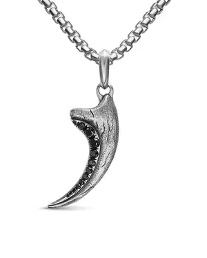 David Yurman Sterling Silver Raptor Claw Amulet With Black Diamonds - Black/silver