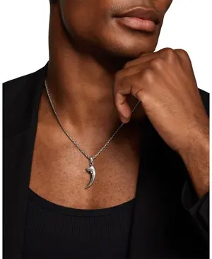 David Yurman Sterling Silver Raptor Claw Amulet With Black Diamonds - Black/silver