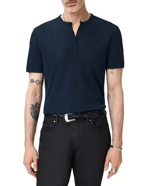John Varvatos Egon Textured Henley T-shirt - Deep Blue