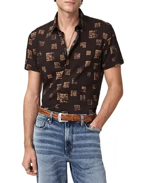 John Varvatos Loren Slim Fit Short Sleeve Shirt - Espresso