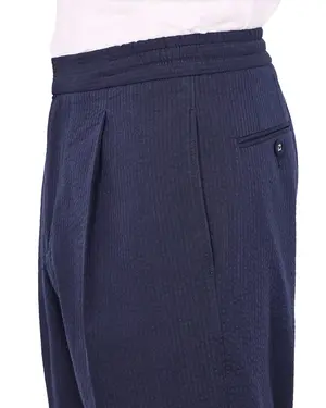 Officine Générale Drew Cotton Seersucker Trousers - Dark Navy