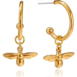 LA MENO Bee Hive Hoop Earrings - Gold