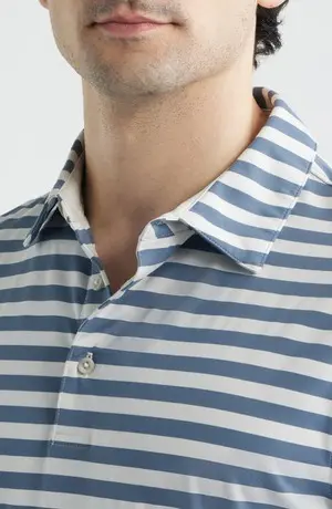 Scott Barber Prep Stripe Polo - Indigo