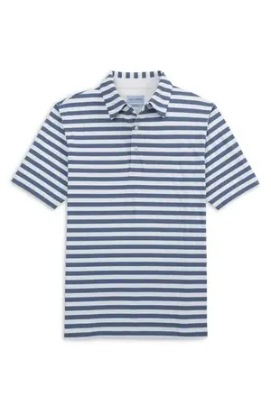 Scott Barber Prep Stripe Polo - Indigo