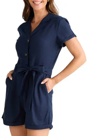 BRAVE+TRUE Sadler Linen Belted Romper