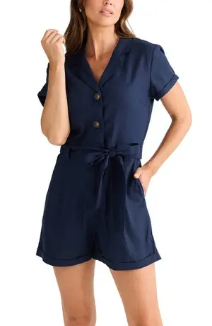 BRAVE+TRUE Sadler Linen Belted Romper