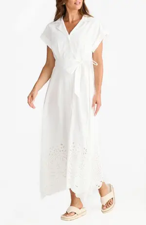 BRAVE+TRUE Cutwork Maxi Shirt Dress