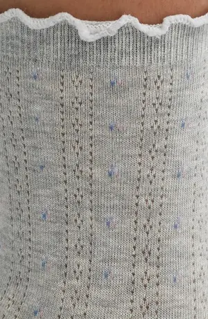 CASA CLARA Margot Floral Pointelle Crew Socks