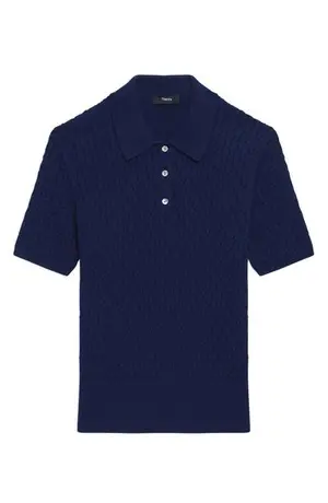 Theory Textured Cable Knit Polo